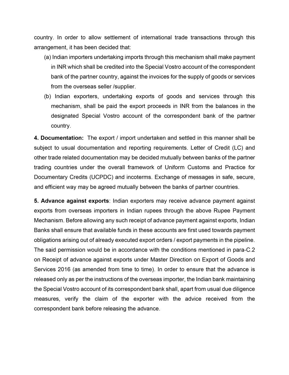 International Trade Settlement in Indian Rupees (INR)