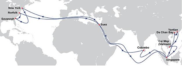 Shipping Route from China to USA (Expedited Shipping) - STU